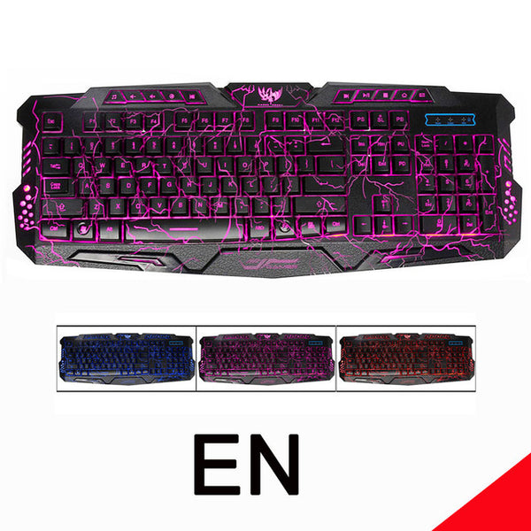Darshion M300 Russian/English Backlit Keyboard LED USB Wired Colorful ...